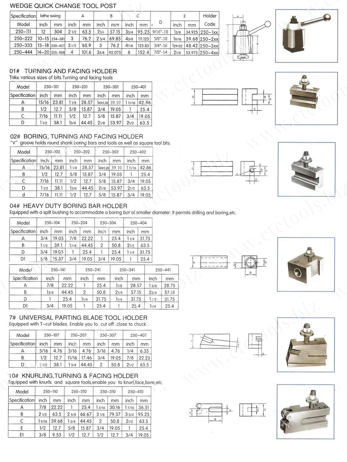 QUICK CHANGE TOOLPOST SET (6PCS) - WEDGE TYPE #L137 | CTC Tools